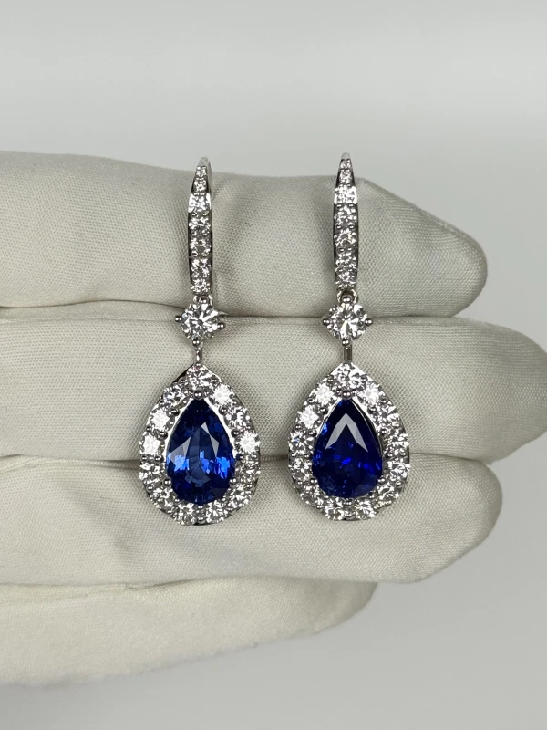 Earrings Earrings without a brand SAPPHIRE 6.05 - 5.25 CT ROYAL BLUE ...