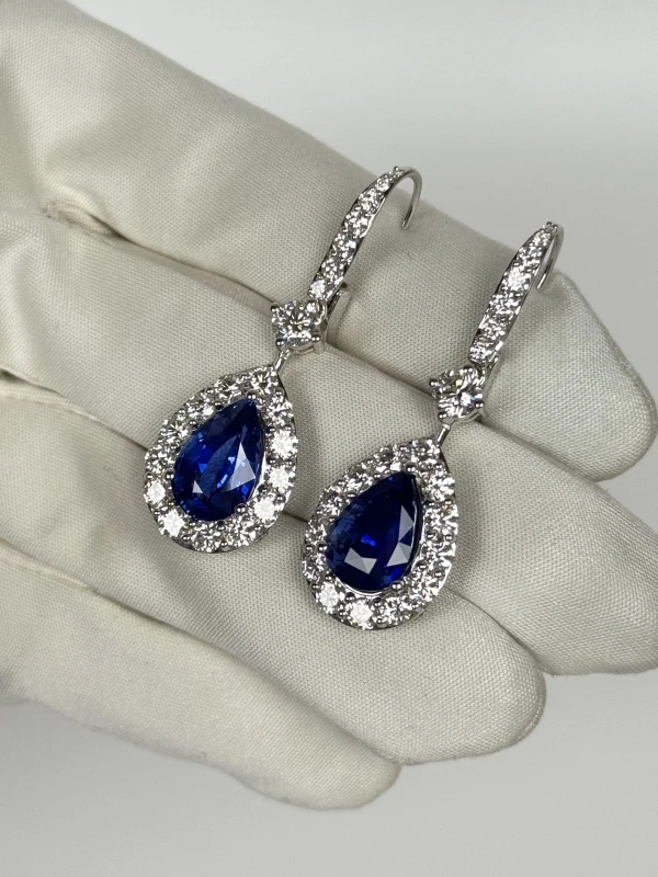 Earrings Earrings without a brand SAPPHIRE 6.05 - 5.25 CT ROYAL BLUE ...