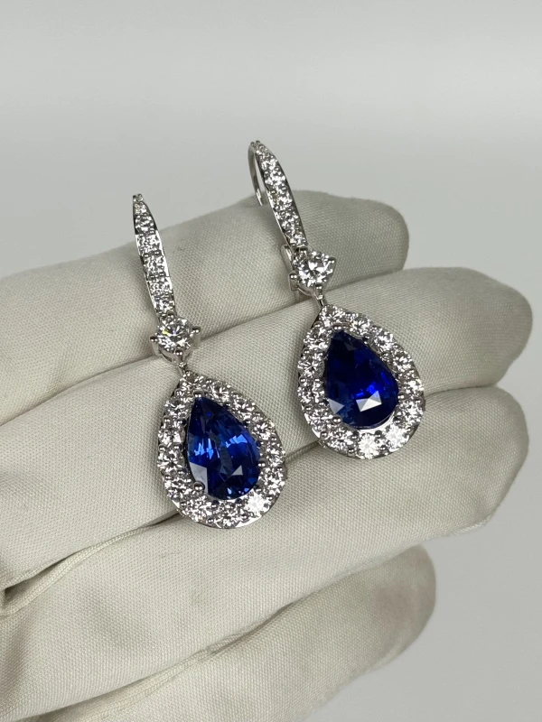 Earrings Earrings without a brand SAPPHIRE 6.05 - 5.25 CT ROYAL BLUE ...